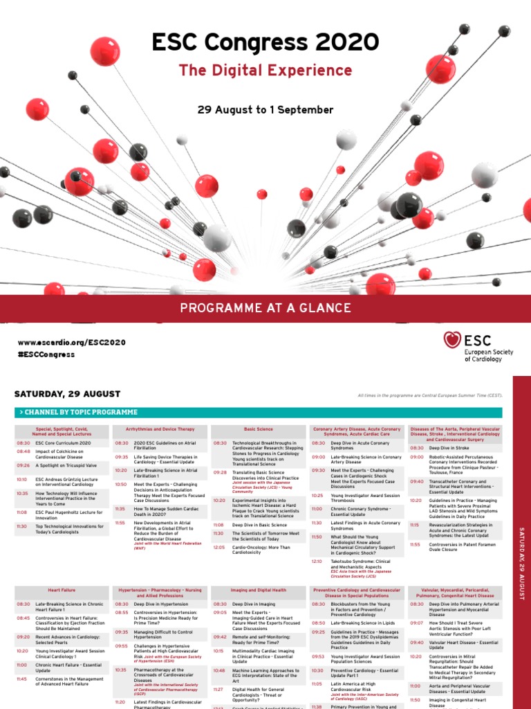 Programme at A Glance ESC Congress 2020 | PDF | Cardiology | Myocardial ...
