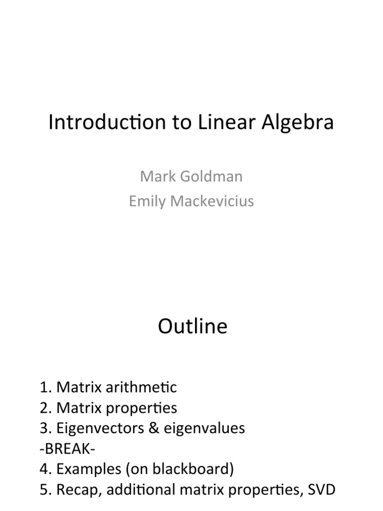 Intro to Linear Algebra Matrix Fundamentals | PDF | Eigenvalues And ...