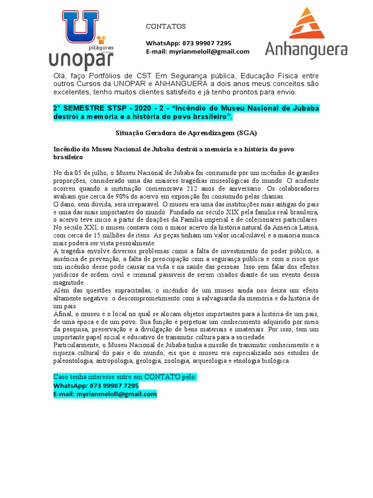 2° SEMESTRE STSP - 2020 - 2 - "Incêndio Do Museu Nacional de Jubaba ...