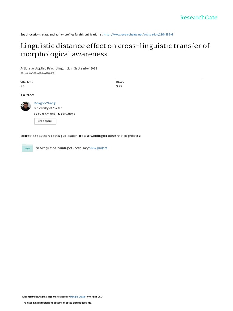 Linguistic Distance Effect On Cross-Ling | PDF | Morphology ...
