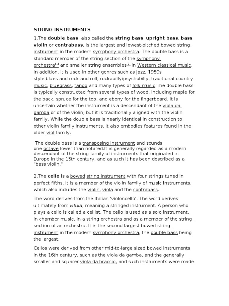 Stringed, Woodwind, Brass and Percussion Instruments: An Overview of ...