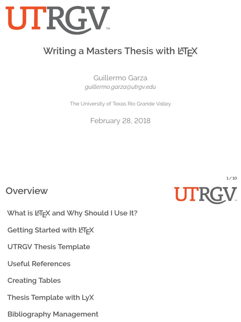 Writing A Masters Thesis With L TEX: Guillermo Garza | PDF | Written Communication | Software