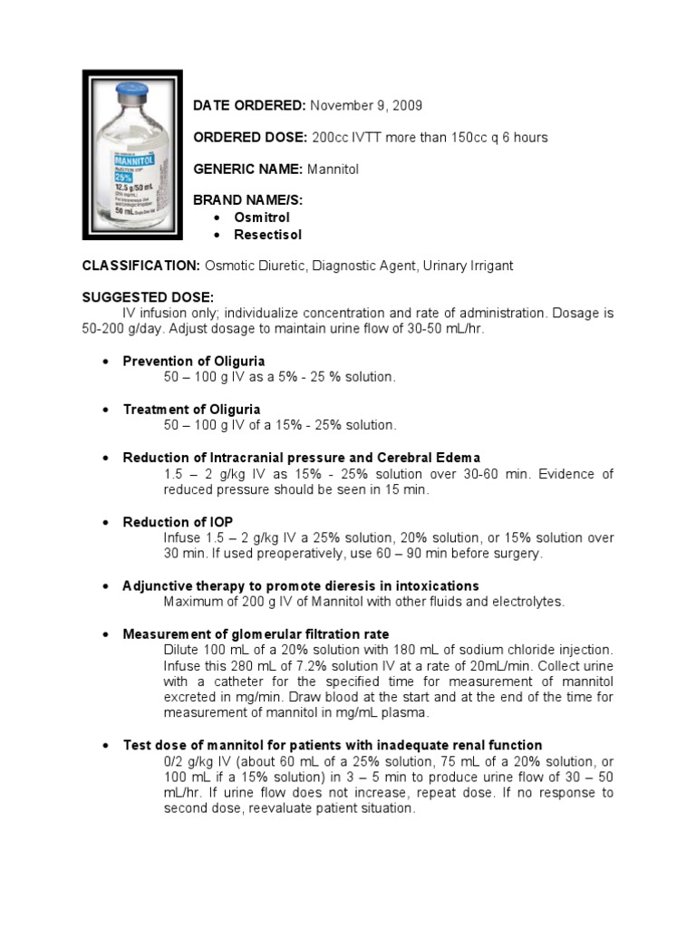 Mannitol | PDF | Intravenous Therapy | Renal Function