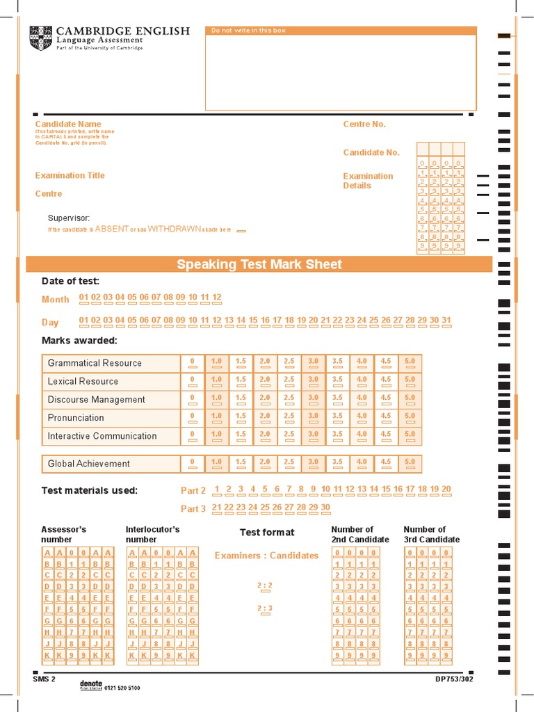 Speaking Test Mark Sheet | PDF | Semiotics | Communication