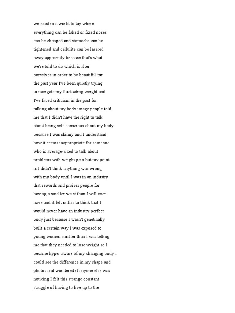 Lili Reinhart's Revealing Speech About Body Image | PDF