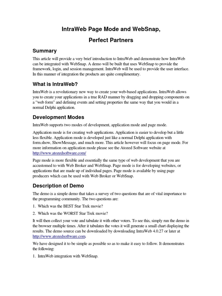 IntraWeb and WebSnap | PDF | Tab (Gui) | Application Software