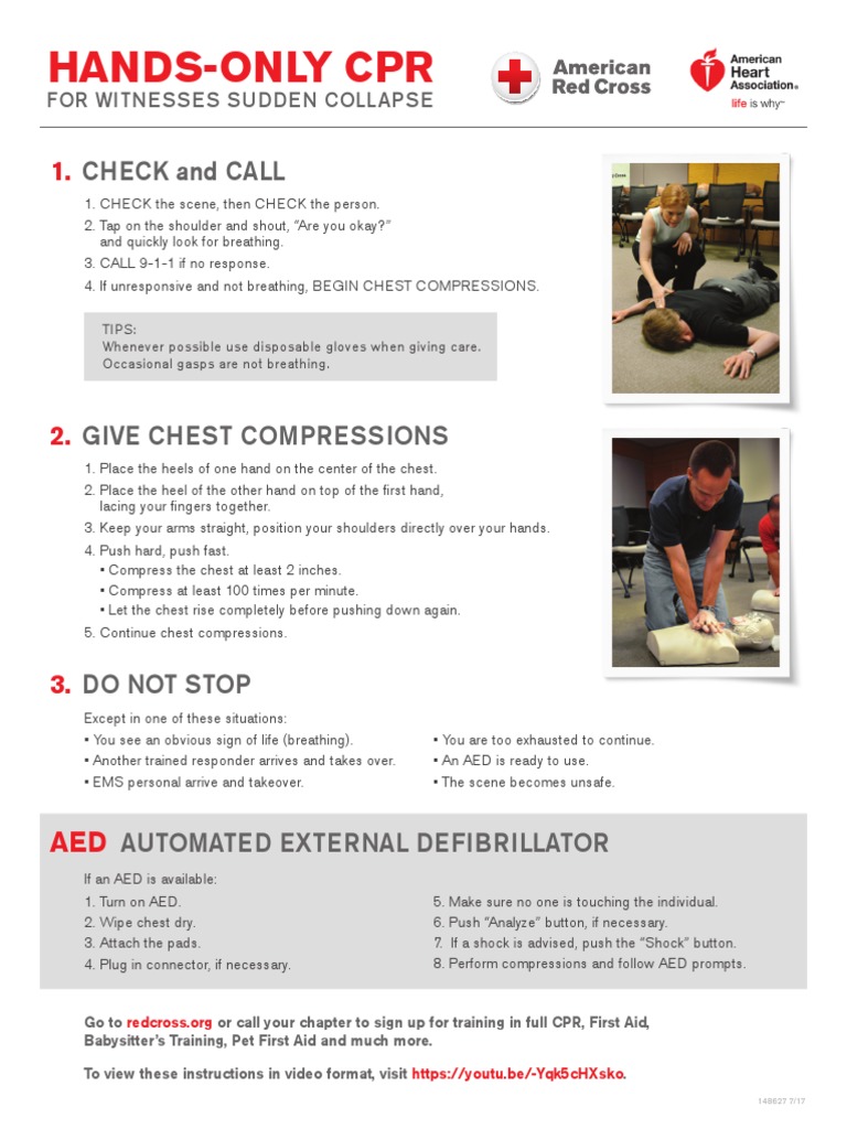 Hands-Only CPR Instructions Handout | PDF | Wellness