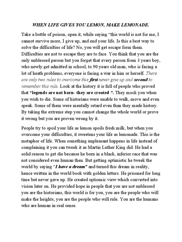 When Life Gives You Lemon | PDF | Pessimism | Behavioural Sciences