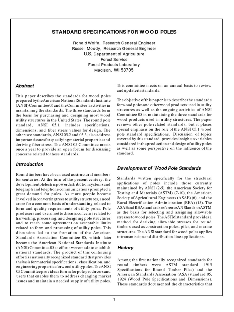 Standard Specifications For Wood Poles | PDF | Lumber | Wood