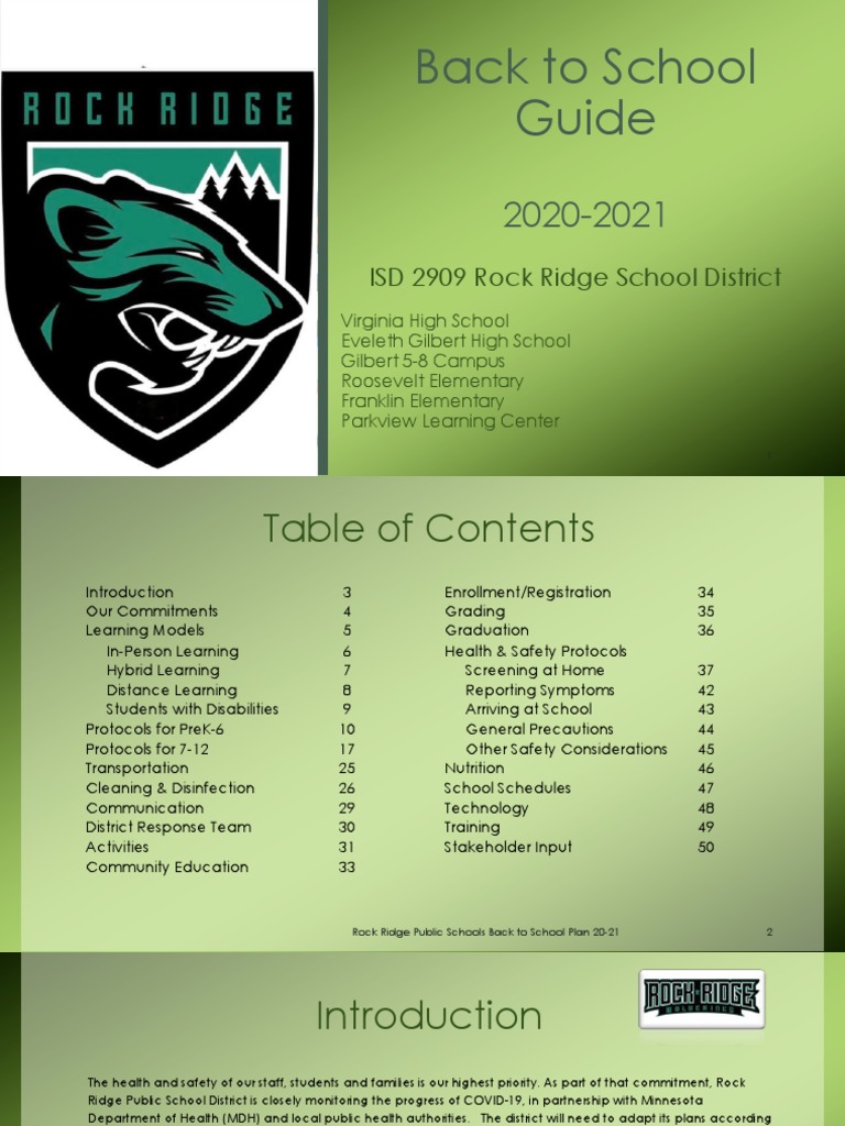 Rock Ridge Public Schools COVID Plan | PDF | Classroom | Schools