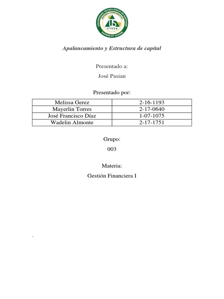 Apalancamiento y Estructura de Capital | PDF | Apalancamiento (Finanzas) | Economias