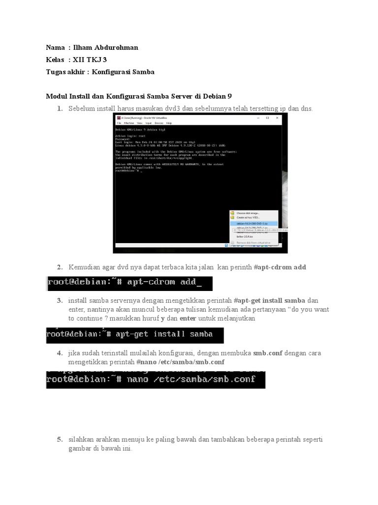 Modul Install Dan Konfigurasi Samba Server Di Debian 9 | PDF