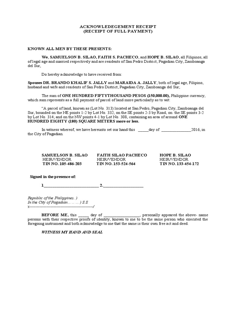 Acknowledgement Receipt Form | PDF