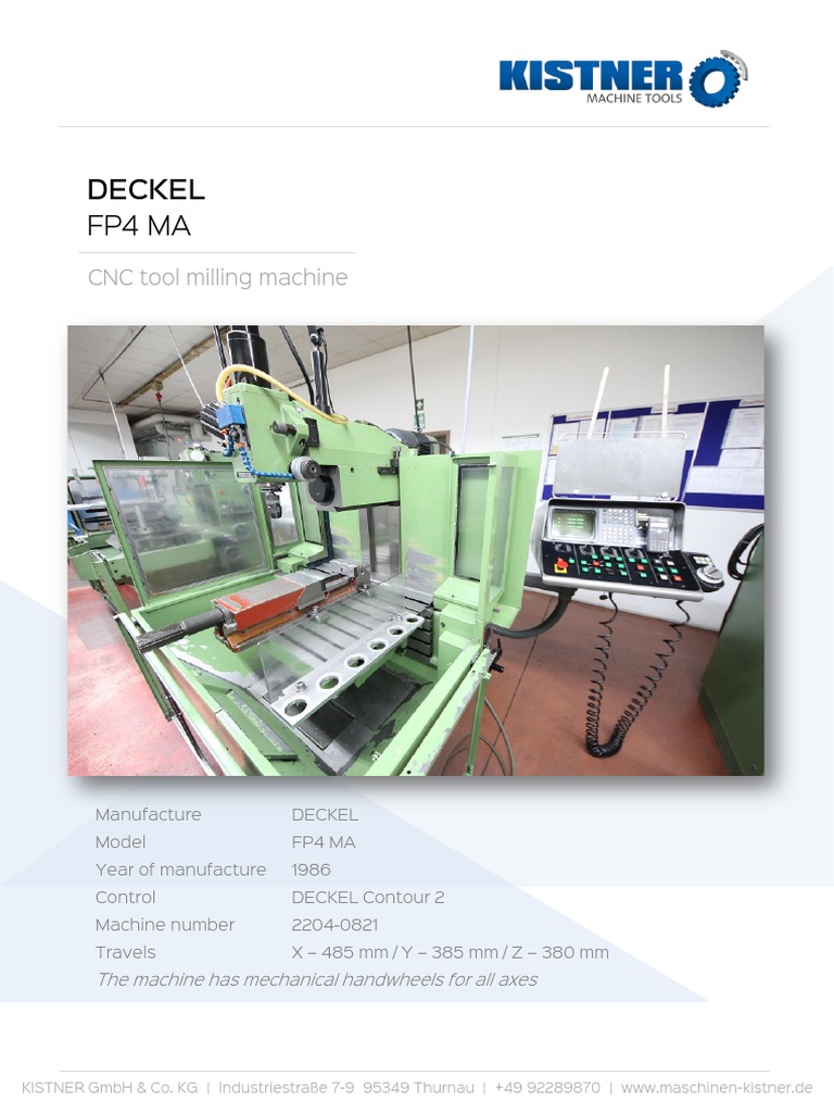 Deckel Fp4 Ma en | PDF | Electric Motor | Manufactured Goods