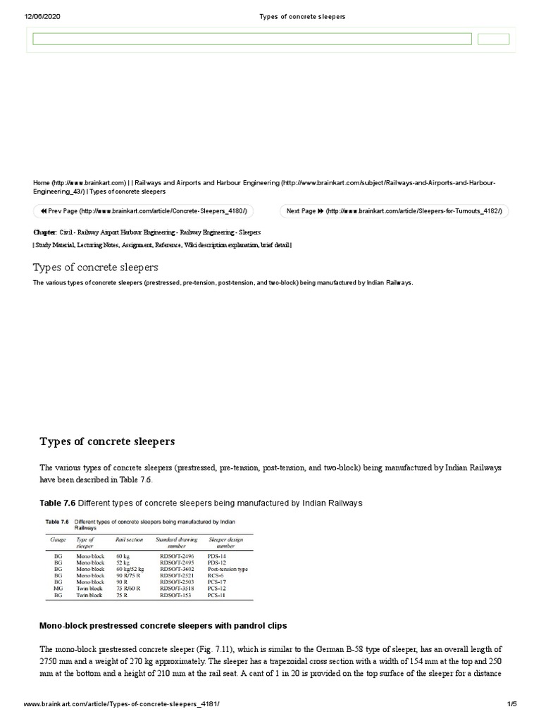 Types of Concrete Sleepers PDF | PDF | Track (Rail Transport ...