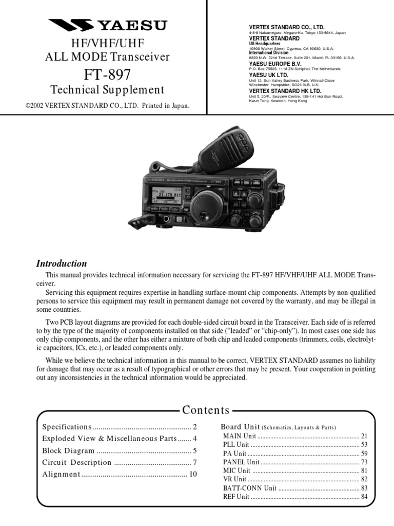 Yaesu FT-897 Service PDF | PDF | Frequency Modulation | Amplifier