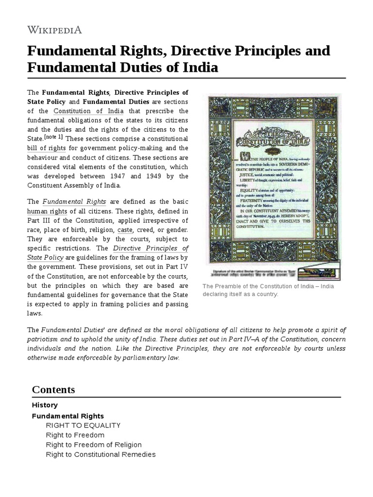 Fundamental Rights, Directive Principles and Fundamental Duties of ...