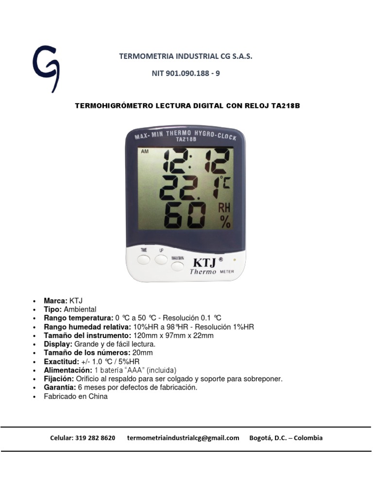 Manual Termohigrómetro KTJ TA218B | PDF | Informática | Tecnología