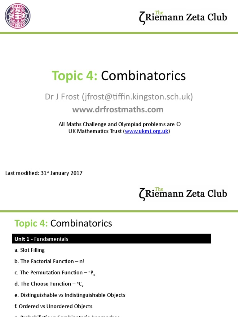 RZC Chp4 Combinatorics Slides | PDF | Combinatorics | Recursion