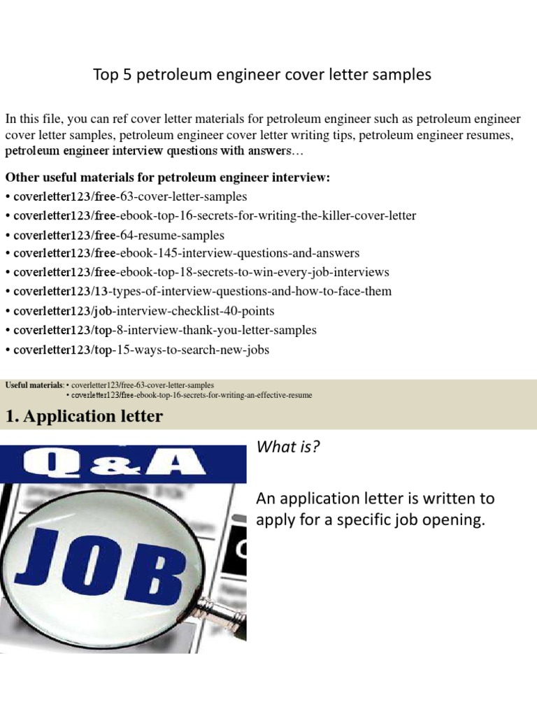 Top 5 Petroleum Engineer Cover Letter Samples | PDF | Online ...