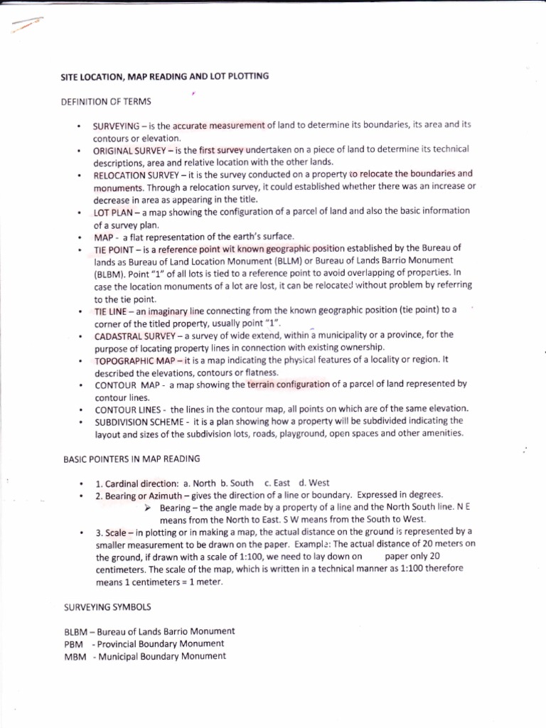 Site Location, Map Reading and Lot Ptotting | PDF | Land Lot | Map