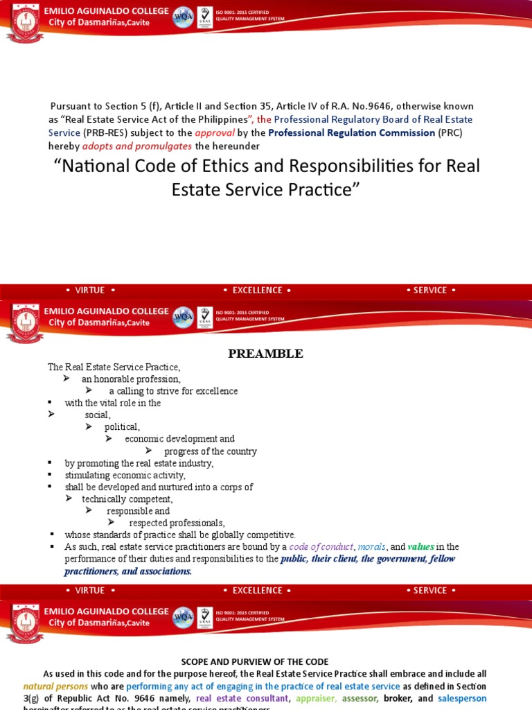 EAC ISO Certified Code of Ethics | PDF | Real Estate Broker | Quality ...