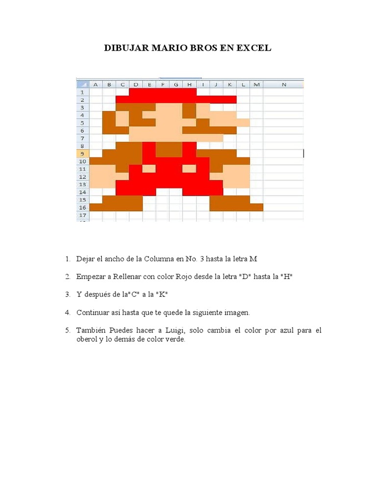Dibujar Mario Bros en Excel | PDF | Artes del Lenguaje y Comunicación ...