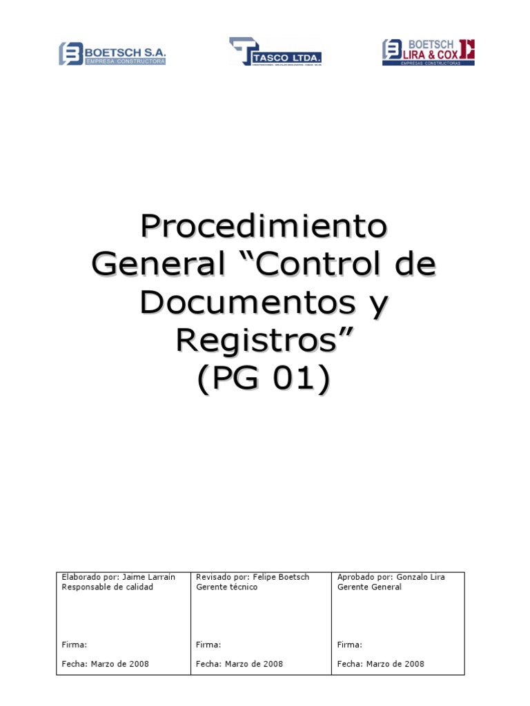 PG 01 Control Documentos y Registros | PDF | Sistema de manejo de ...