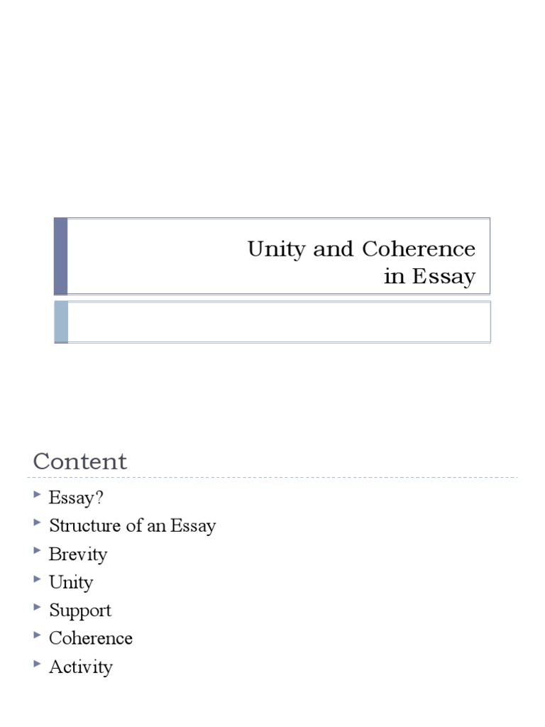 Unity and Coherence in Essay | PDF | Essays