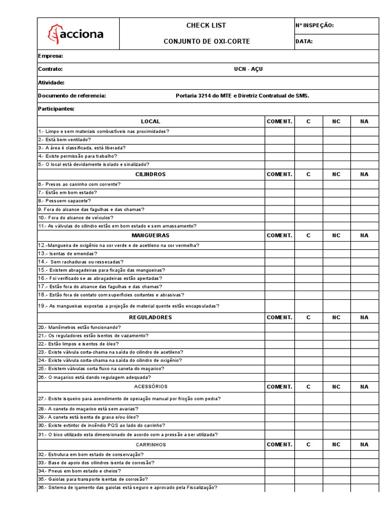 Check List - Conjunto Oxicorte | PDF | Natureza