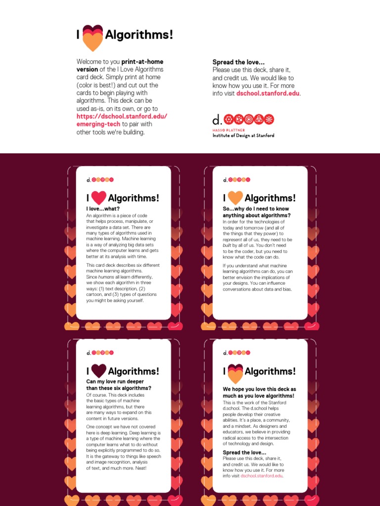 I Love Algorithms - Machine Learning Cards | PDF | Machine Learning ...
