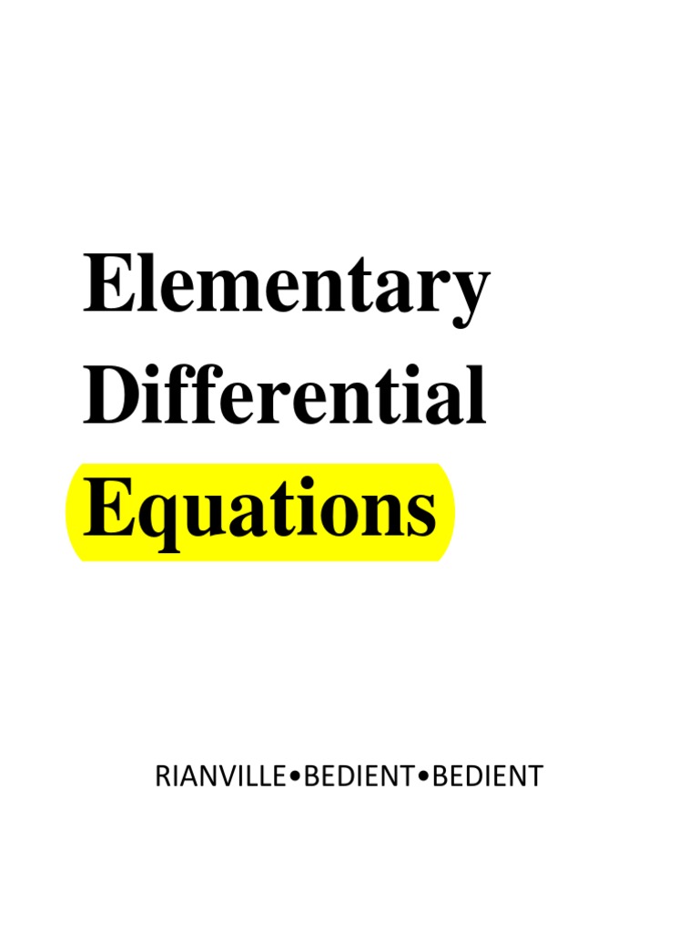 Elementary Differential Equations | PDF