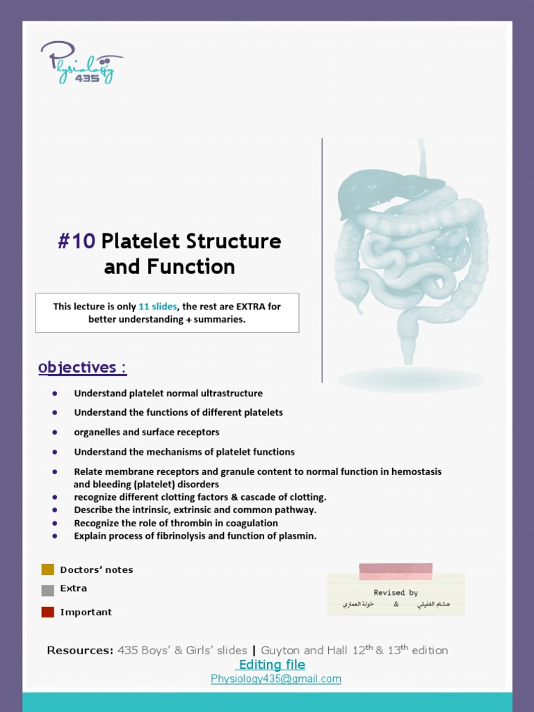 10-Platelet Structure and Function PDF | PDF | Coagulation | Platelet