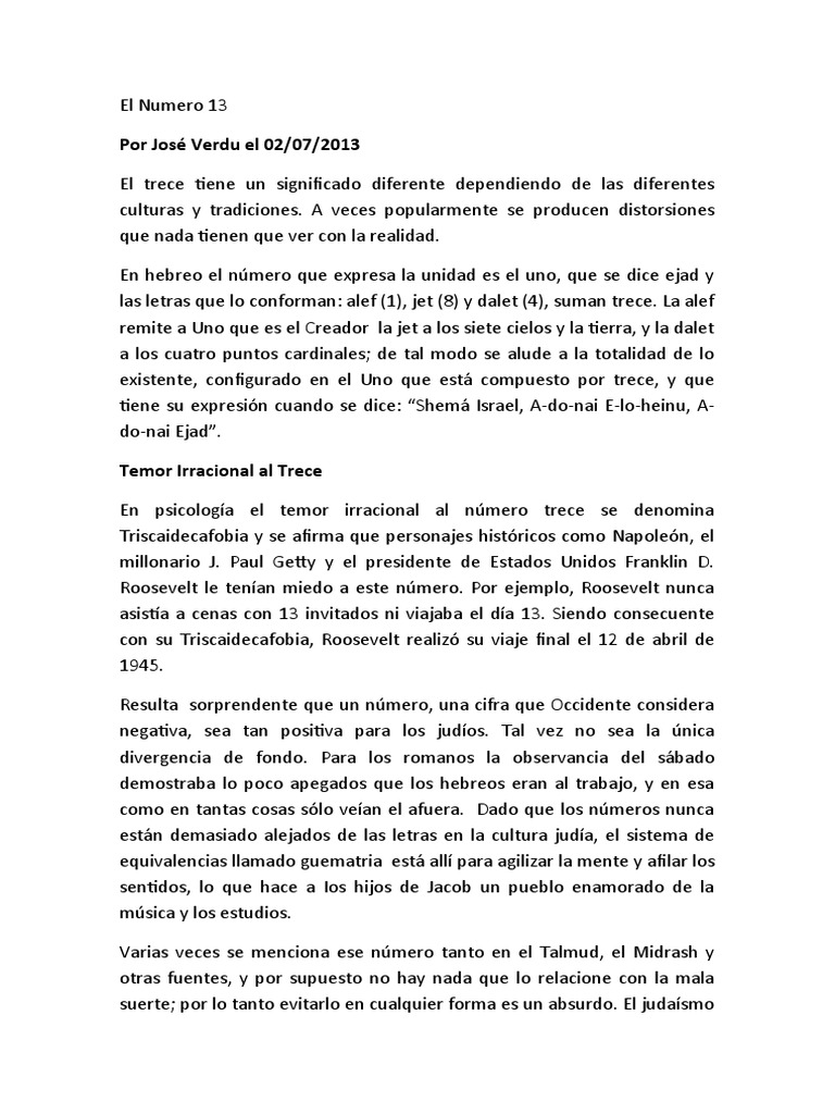 Significado del Número 13 en la Biblia | PDF | Tetragrammaton | Trinidad