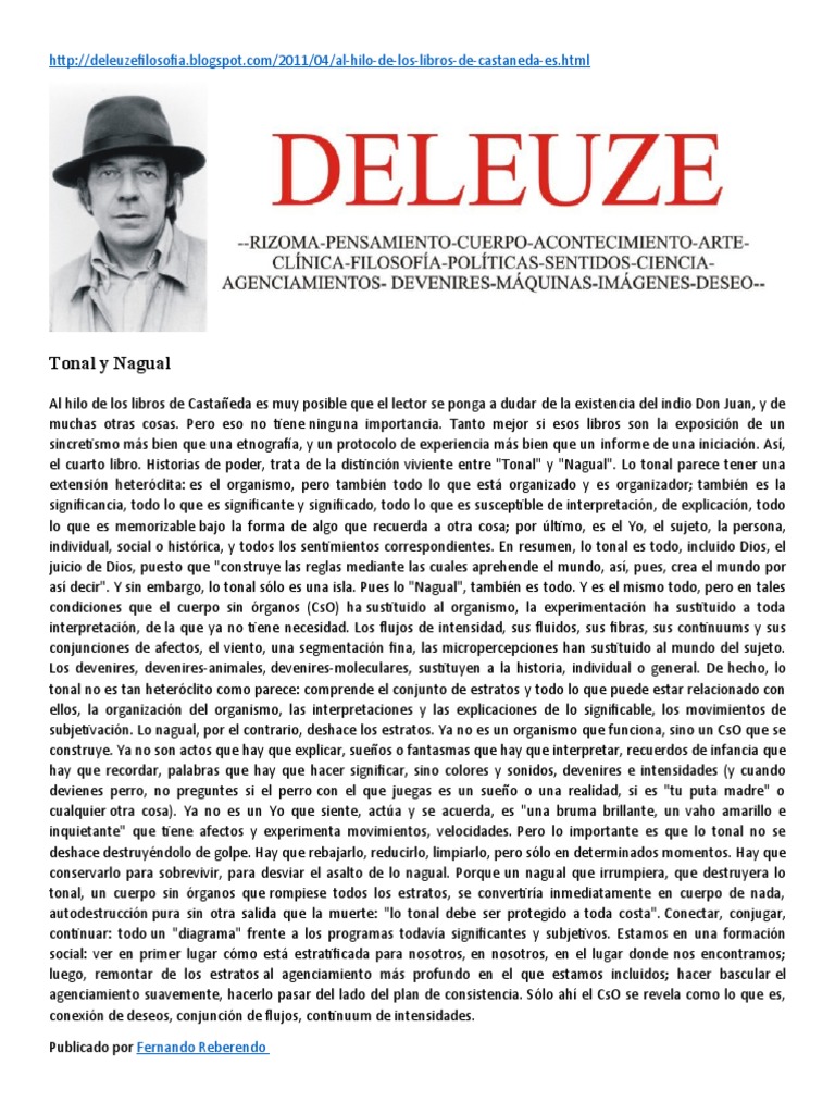 Tonal y Nagual - Deleuze | PDF | Gilles Deleuze | Science