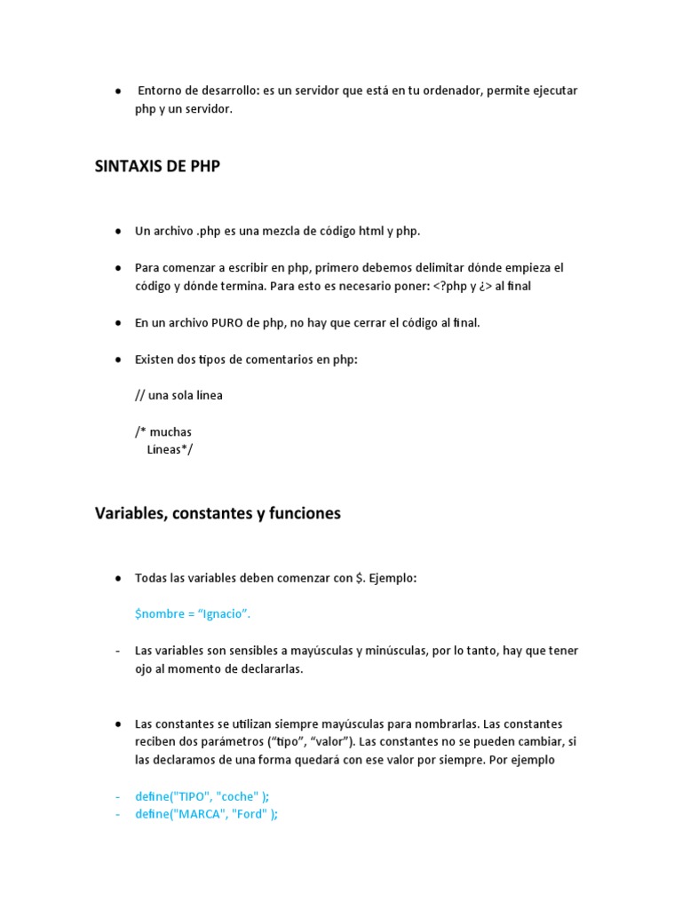 Sintaxis de PHP: $nombre "Ignacio" | PDF | Servidor web | Internet y web