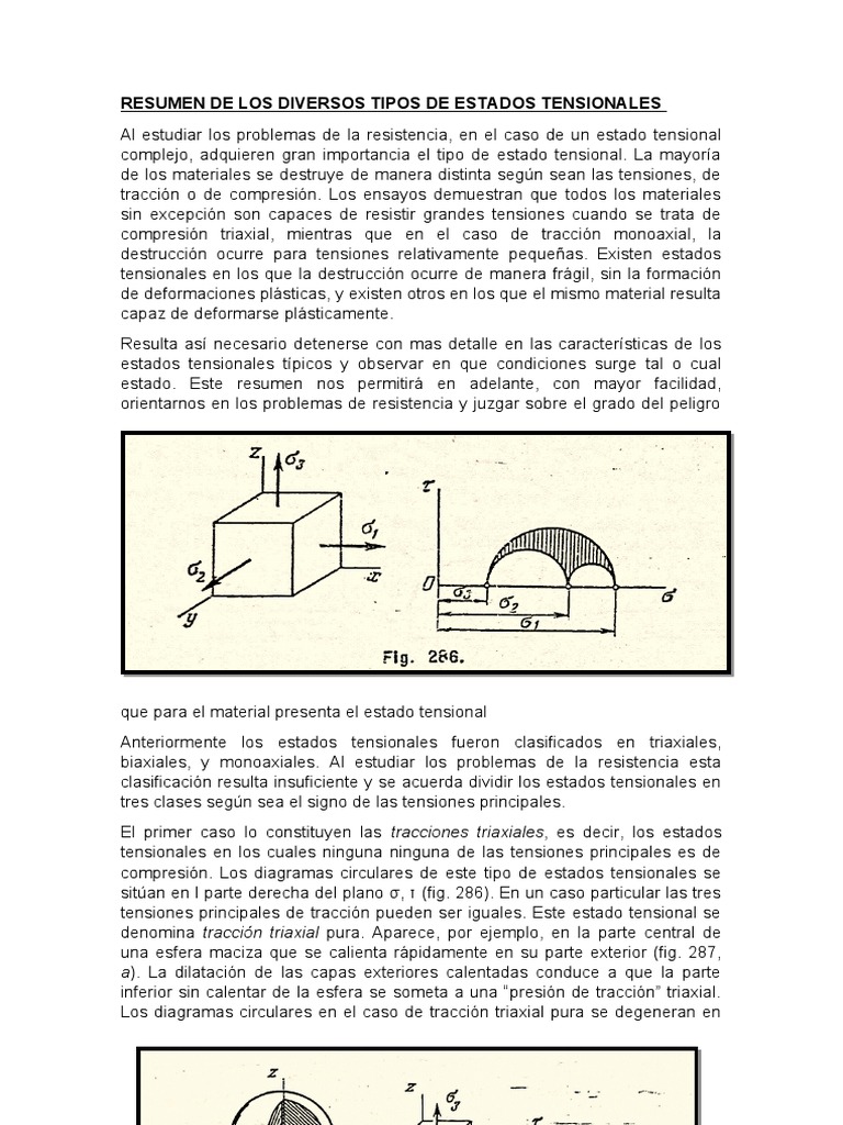 Resumen de Los Diversos Tipos de Estados Tensionales | PDF | Estrés (Mecánica) | Ciencia de los ...