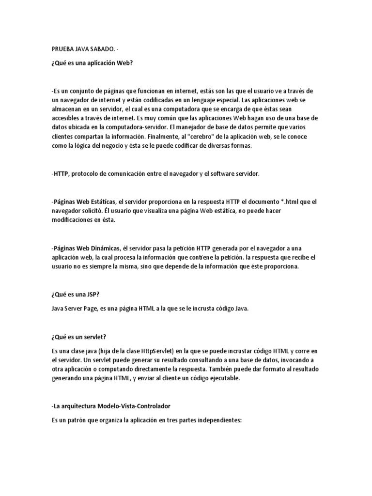 Resumen Java | PDF | Páginas del servidor Java | Servidor web