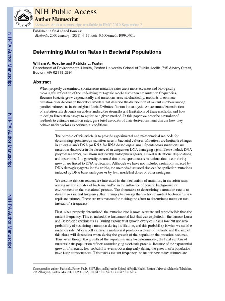 Estimating Bacterial Mutation Rates | PDF | Mutation | Median