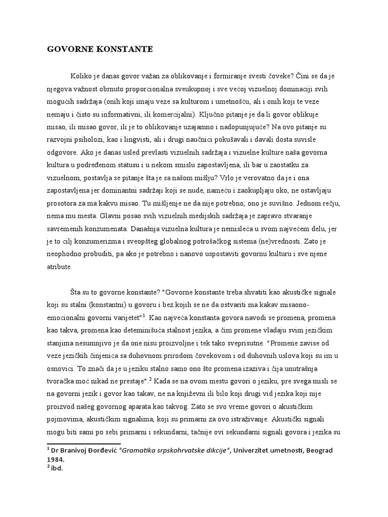 Govorne Konstante | PDF