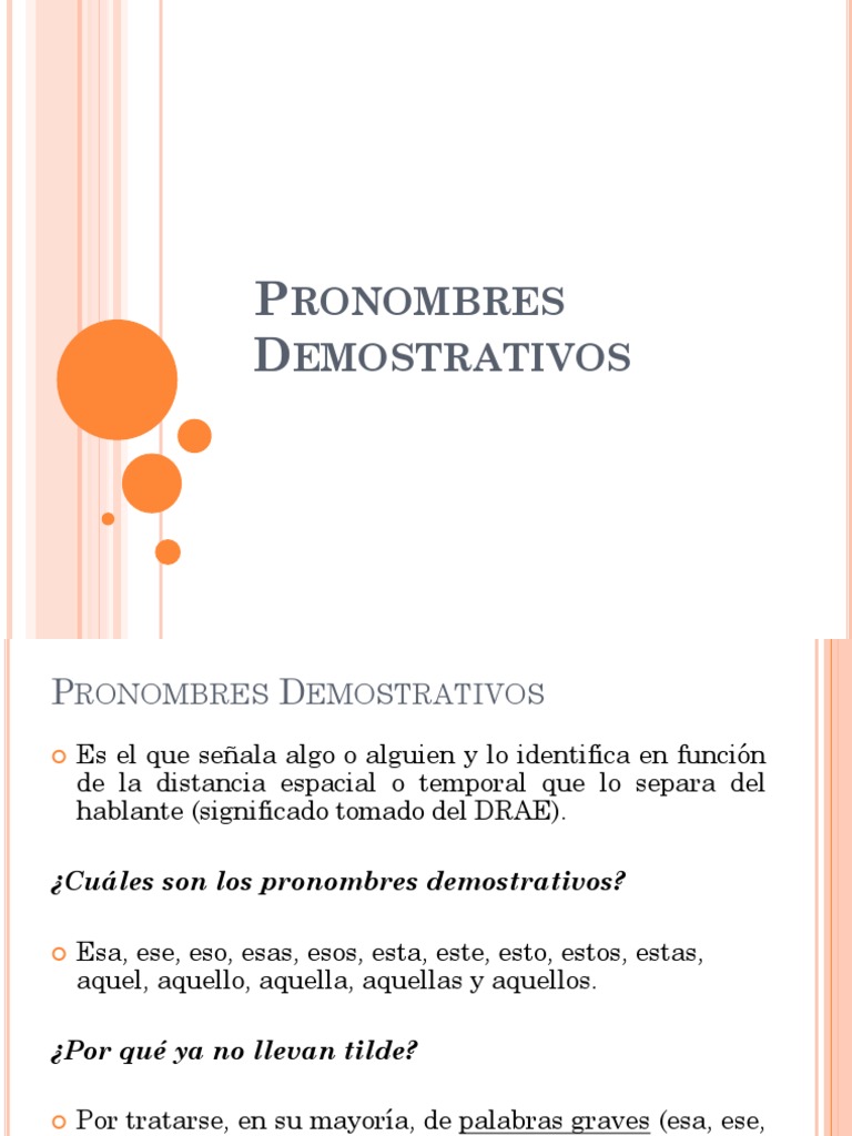 Pronombres Demostrativos Sin Tilde | PDF | Mecánica del lenguaje ...