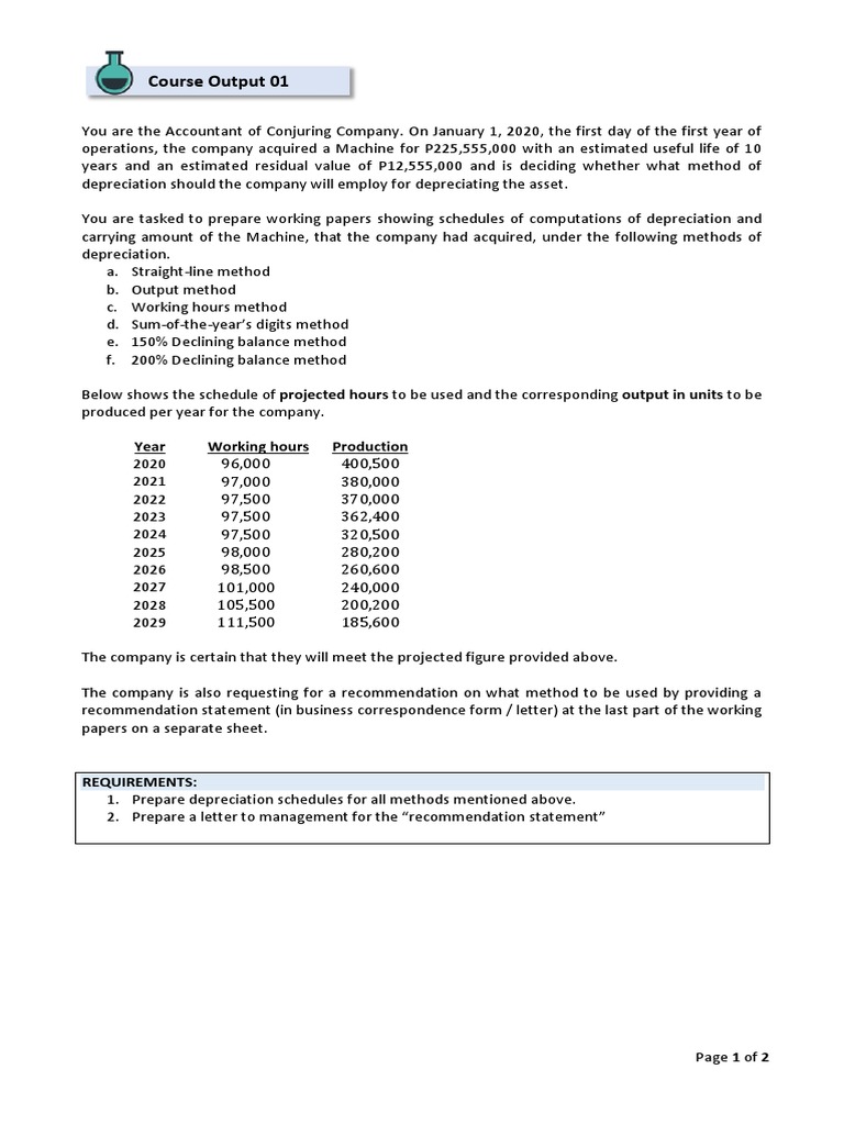 Course Output 01: Year Working Hours Production | PDF | Depreciation ...