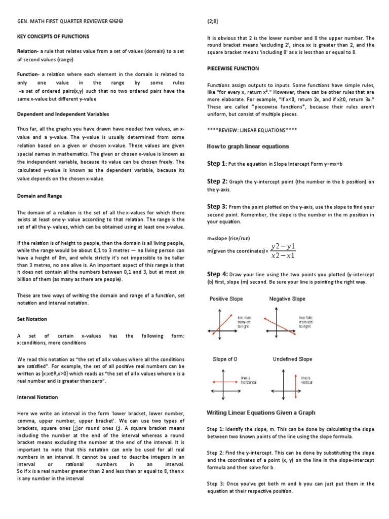 Gen Math Reviewer | PDF | Asymptote | Function (Mathematics)