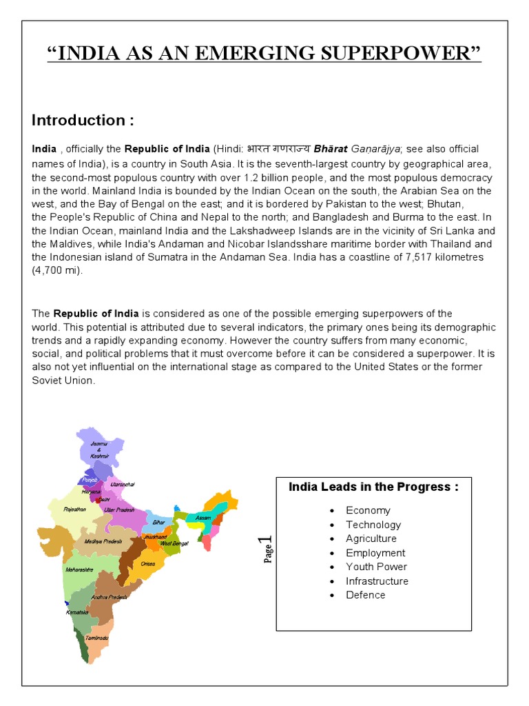 "India As An Emerging Superpower": India, Officially The Republic of ...
