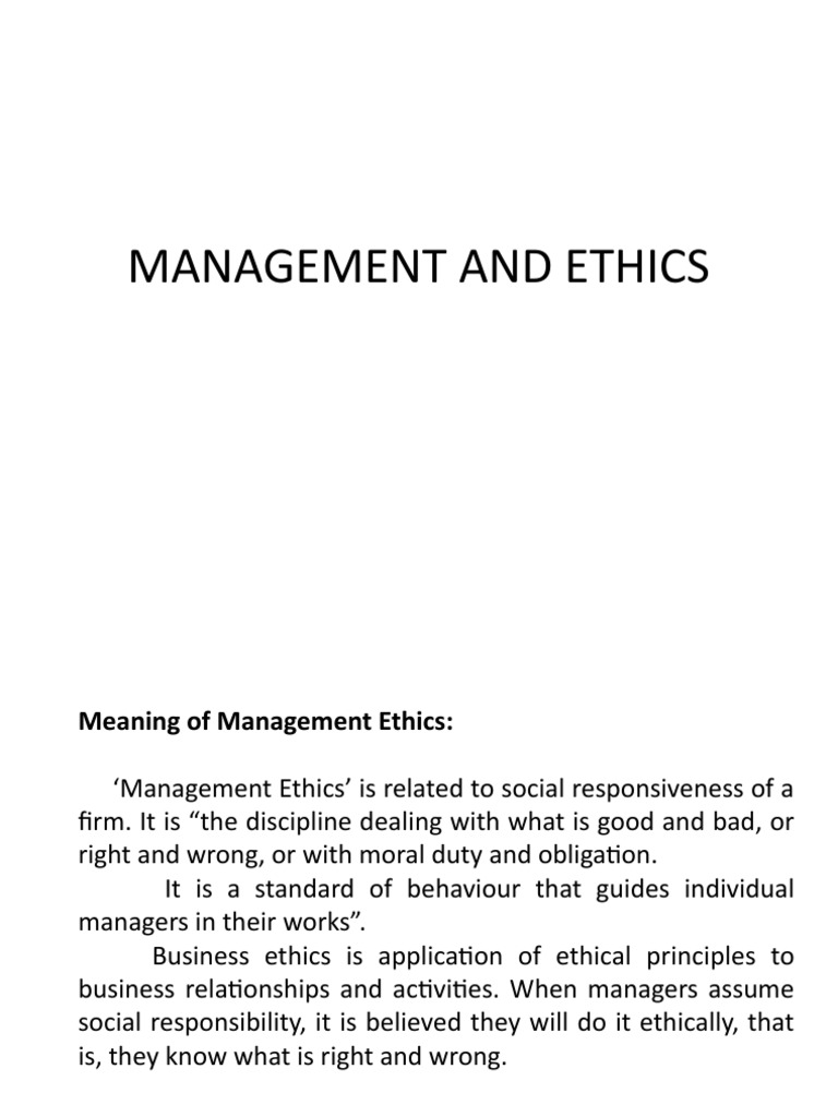 Management and Ethics | PDF | Business Ethics | Morality