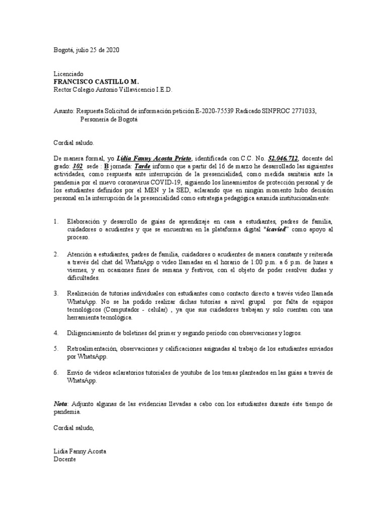 Modelo Respuesta Queja | PDF