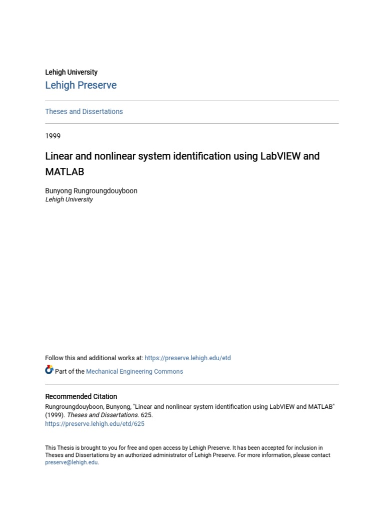 Linear And Nonlinear System Identification Using Labview And Matl Pdf