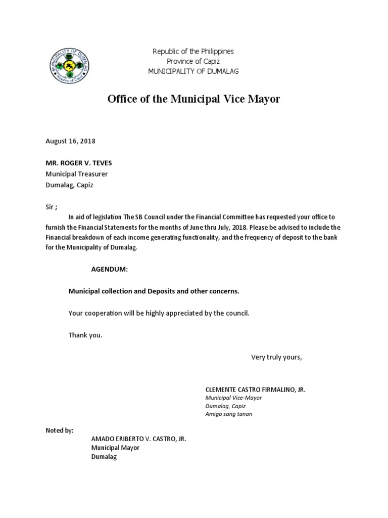 Dumalag Financial Statement Request | PDF