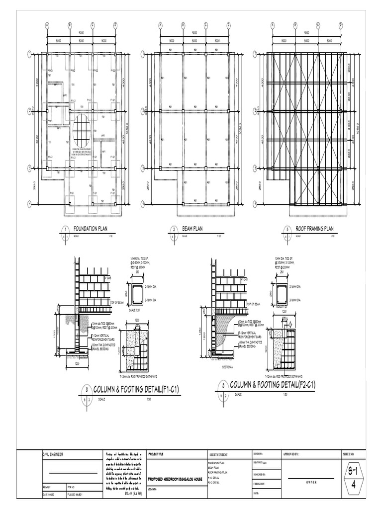 Column & Footing Detail (F1-C1) Column & Footing Detail (F2-C1) | PDF ...