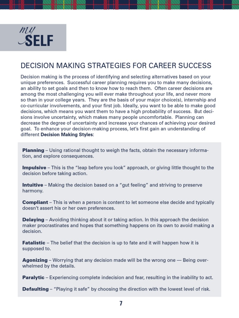 Career Decision-Making Strategies | PDF | Decision Making | Epistemology
